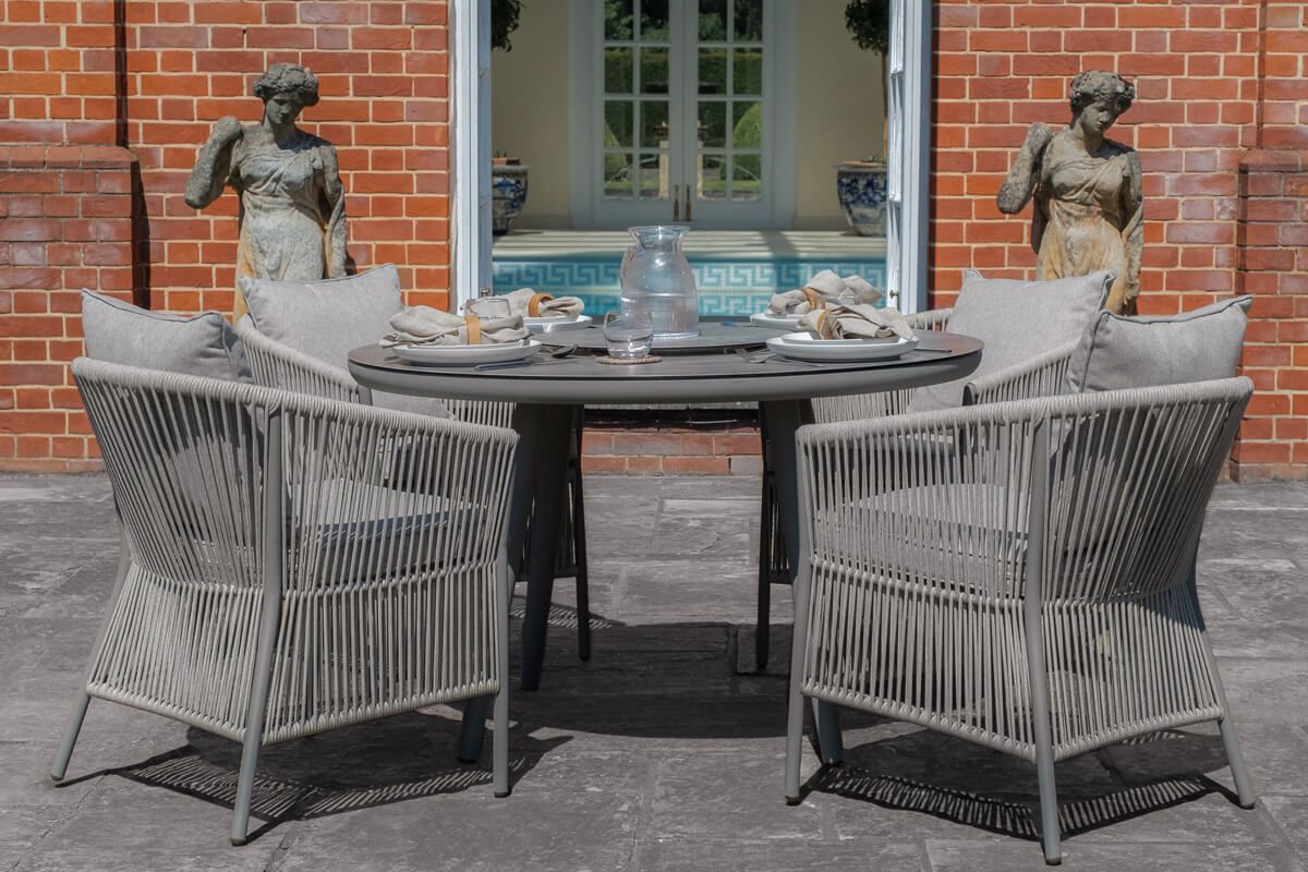 Maze Rope Weave Maldives 4 Seat round Dining Set Rattan Furniture Fairy